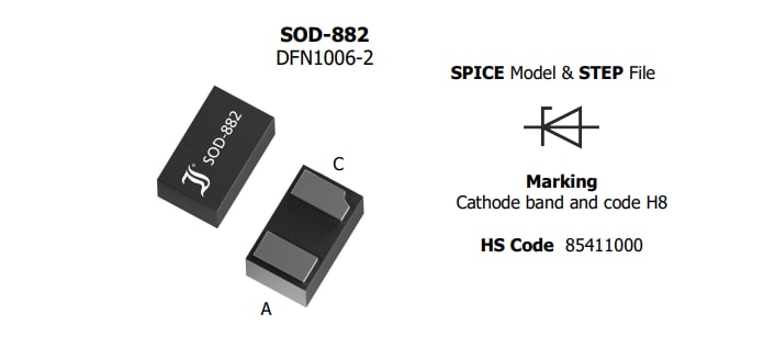 ESD9L1P8 ESD Protection Diode - Diotec Semiconductor | Mouser