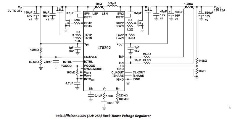 LT8292 4-Switch Synchronous Buck-Boost Controllers - ADI | Mouser